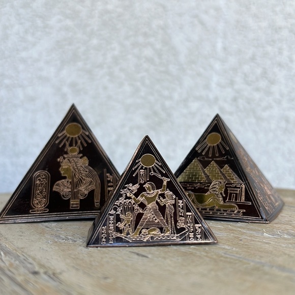 Vintage | Accents | Vintage Three Egyptian Etched Brass Pyramids | Poshmark